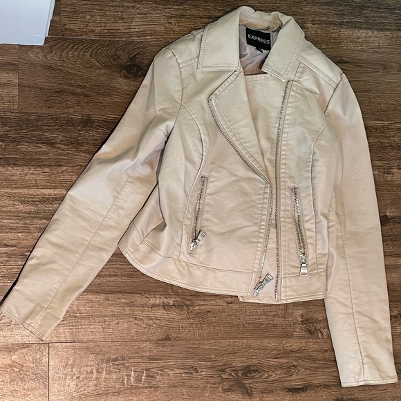 Express | Jackets & Coats | Small Express Creamcolored Leather Jacket ...